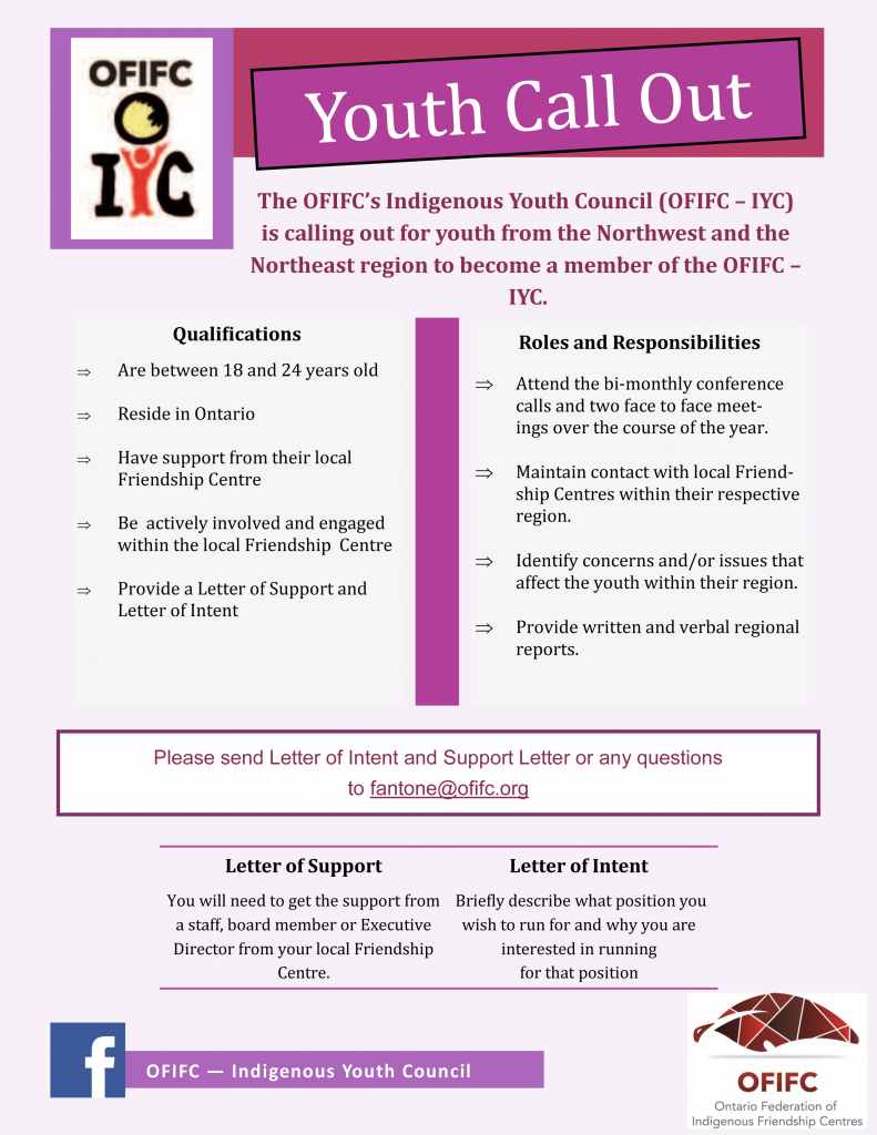 OFIFC Youth Call out – North Bay Indigenous Friendship Centre